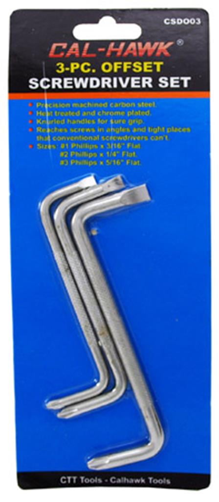 Cal Hawk Tools 3-pc. Offset Screwdriver Set - Walmart.com