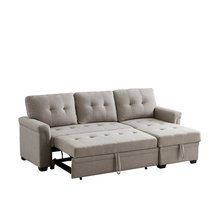 84 Wide Reversible Sleeper Sofa Chaise Storage Included Seat Depth Shallow Under 21 Walmart