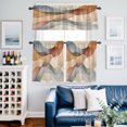 Abstract Stitching Kitchen Curtains Valance and Tier Set Brown Blue ...