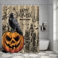 Bathroom Shower Curtain Halloween Pumpkin Crow Waterproof Shower ...