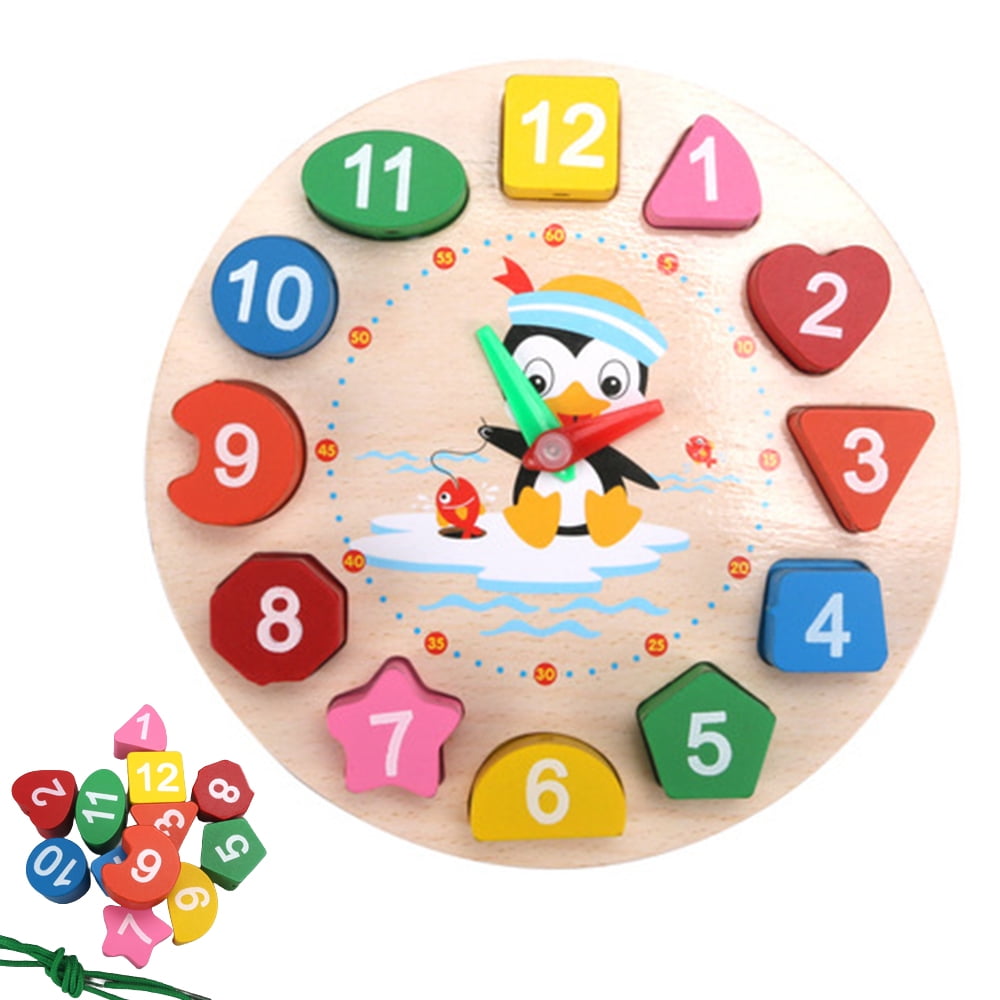 HAOAN Wooden Shape Sorting Clock Toys, Early Learning Wooden Teaching ...