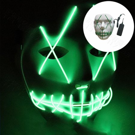 Horror Mask Carnival Party Led Cosplay Smiling Stitched El Wire Light ...