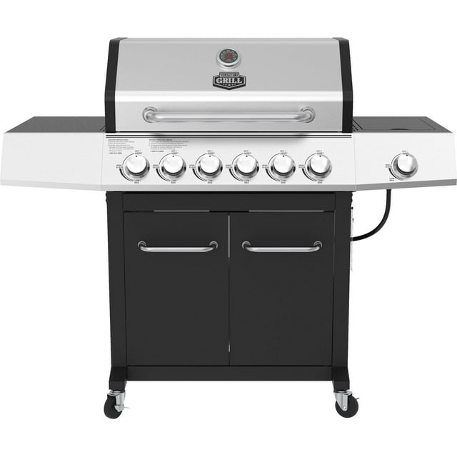 Expert Grill 6 Burner Propane Gas Grill with Side Burner and Enclosed ...
