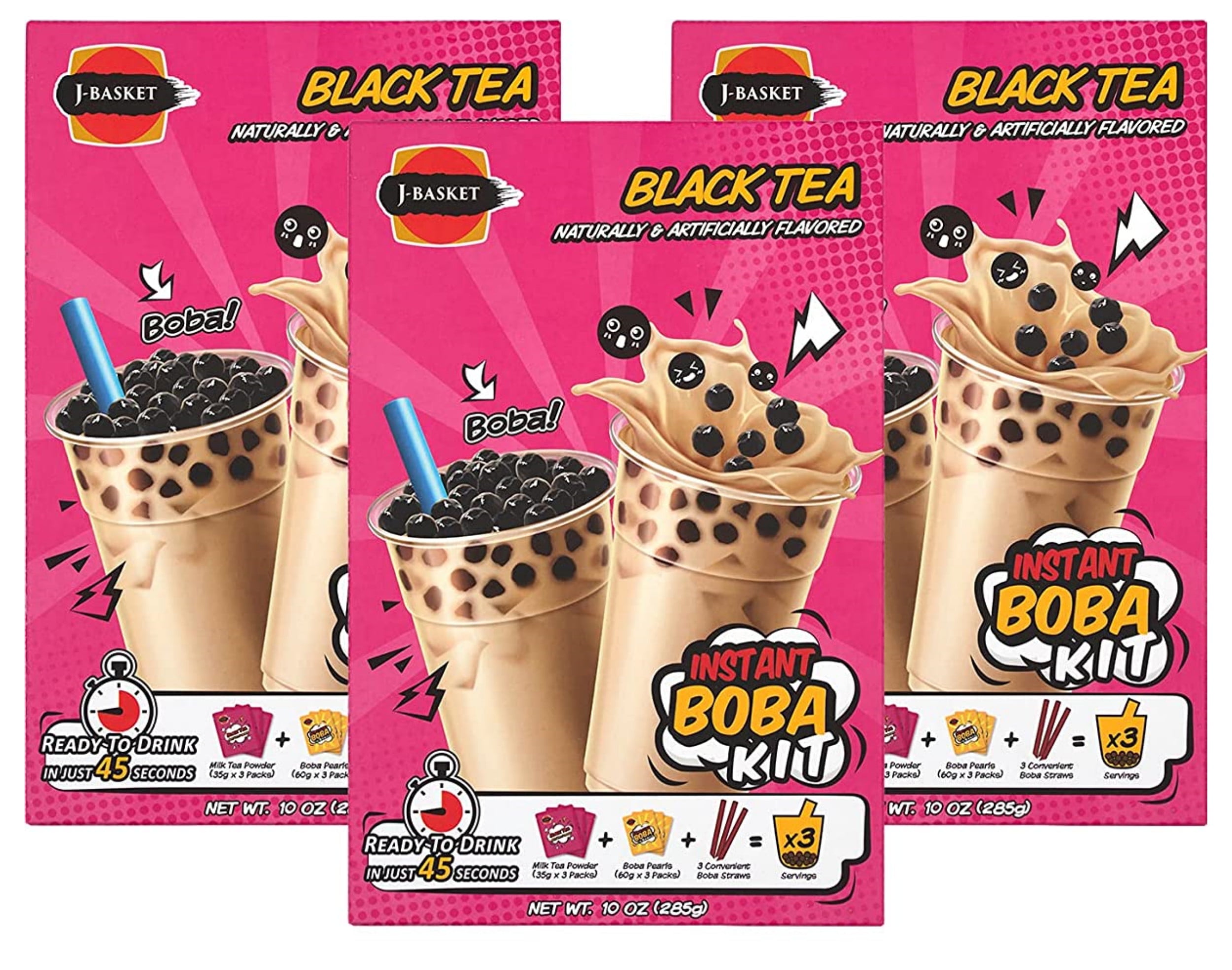 J-Basket Boba Kit, Bubble Pearl Milk Tea with Authentic Tapioca Boba ...