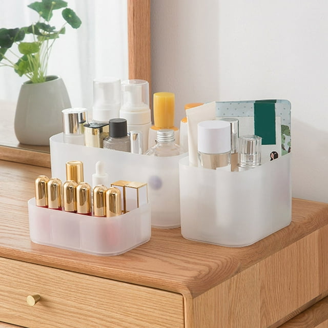 Visland Plastic Frosted Compartment Storage Box with Lid Container ...