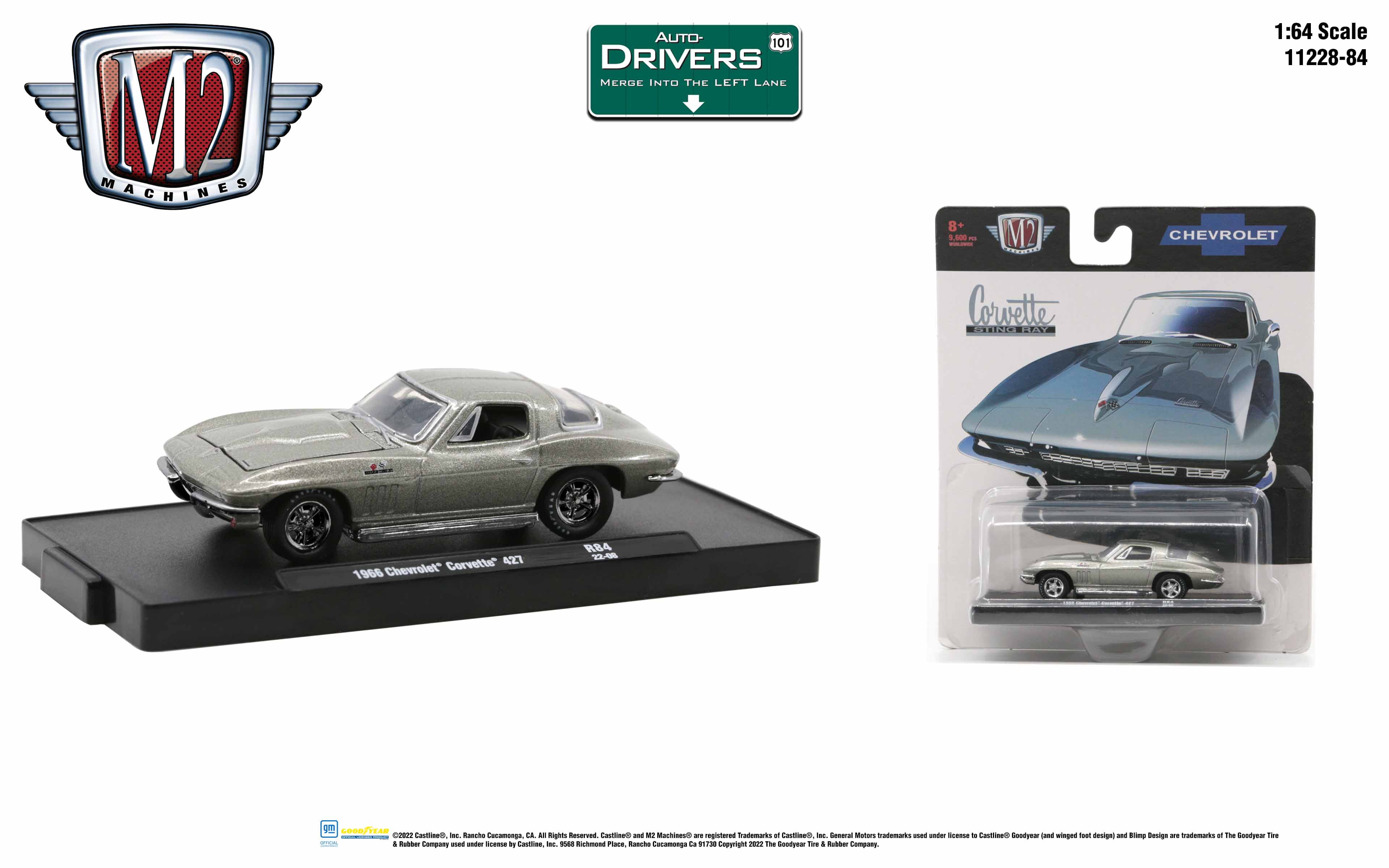 M2 Machines Auto-Drivers 1:64 R84 1966 Chevrolet Corvette 427 - Walmart.com
