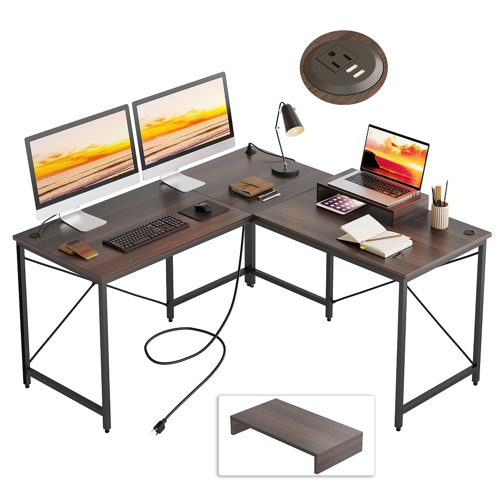 Baxton Studio Idabel Dark Brown Wood Modern Desk with Glass Top ...