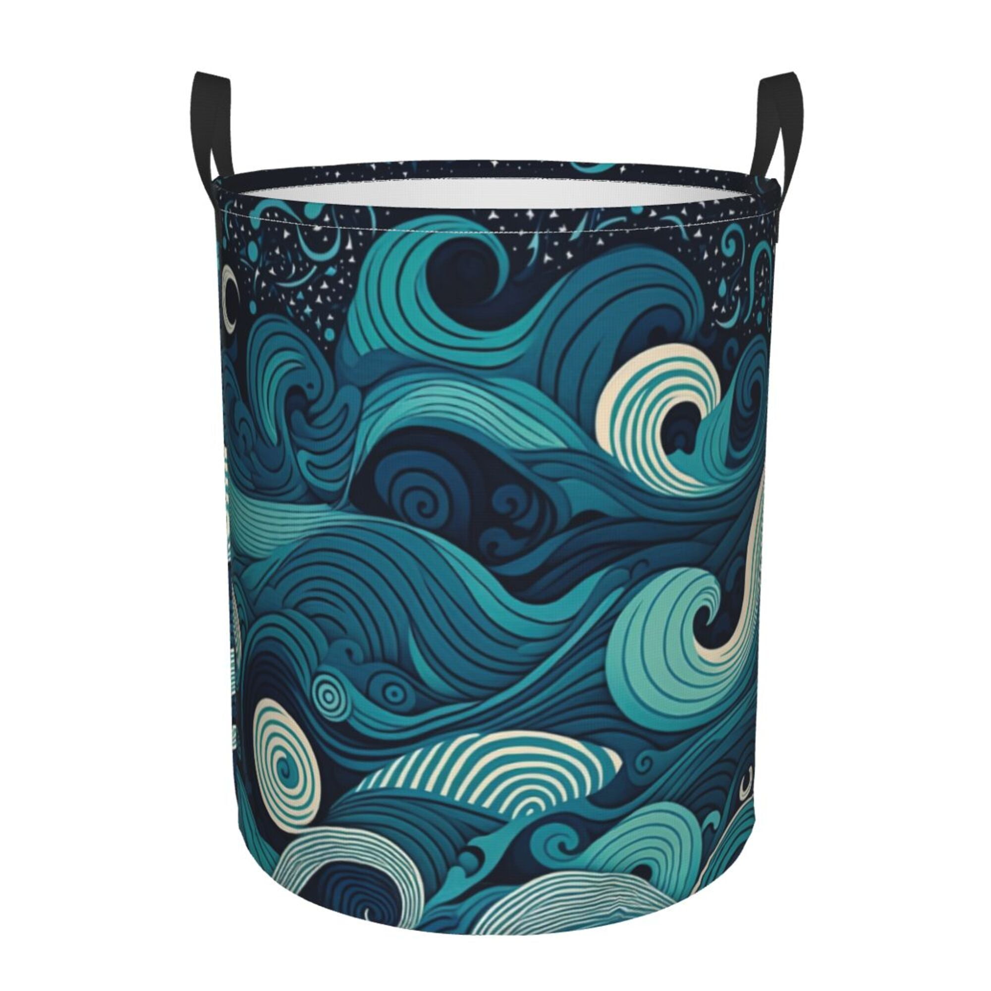 LNWH Laundry Basket, Seascape Waves Pattern Foldable Laundry Hamper ...
