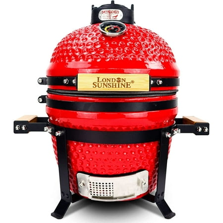 Ceramic BBQ Charcoal Kamado Grill 13 inch Portable Tabletop Grill Red ...