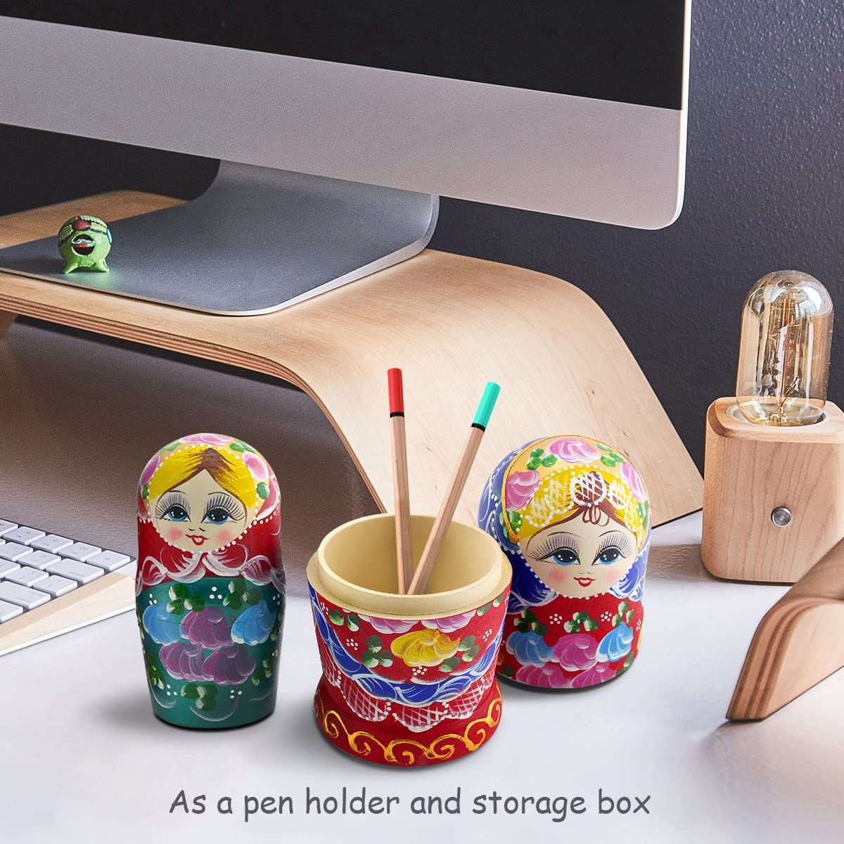 Buy Russian Nesting Dolls Matryoshka Wood Stacking Nested Set 7 Pieces ...