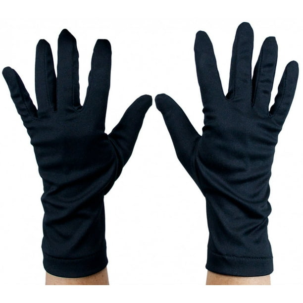 Adult 10" Hand Stretch Gloves Short White Black Red Formal Costume ...