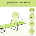 Folding Chaise Lounge Chair in Green-Toned Mesh with Steel Frame and ...