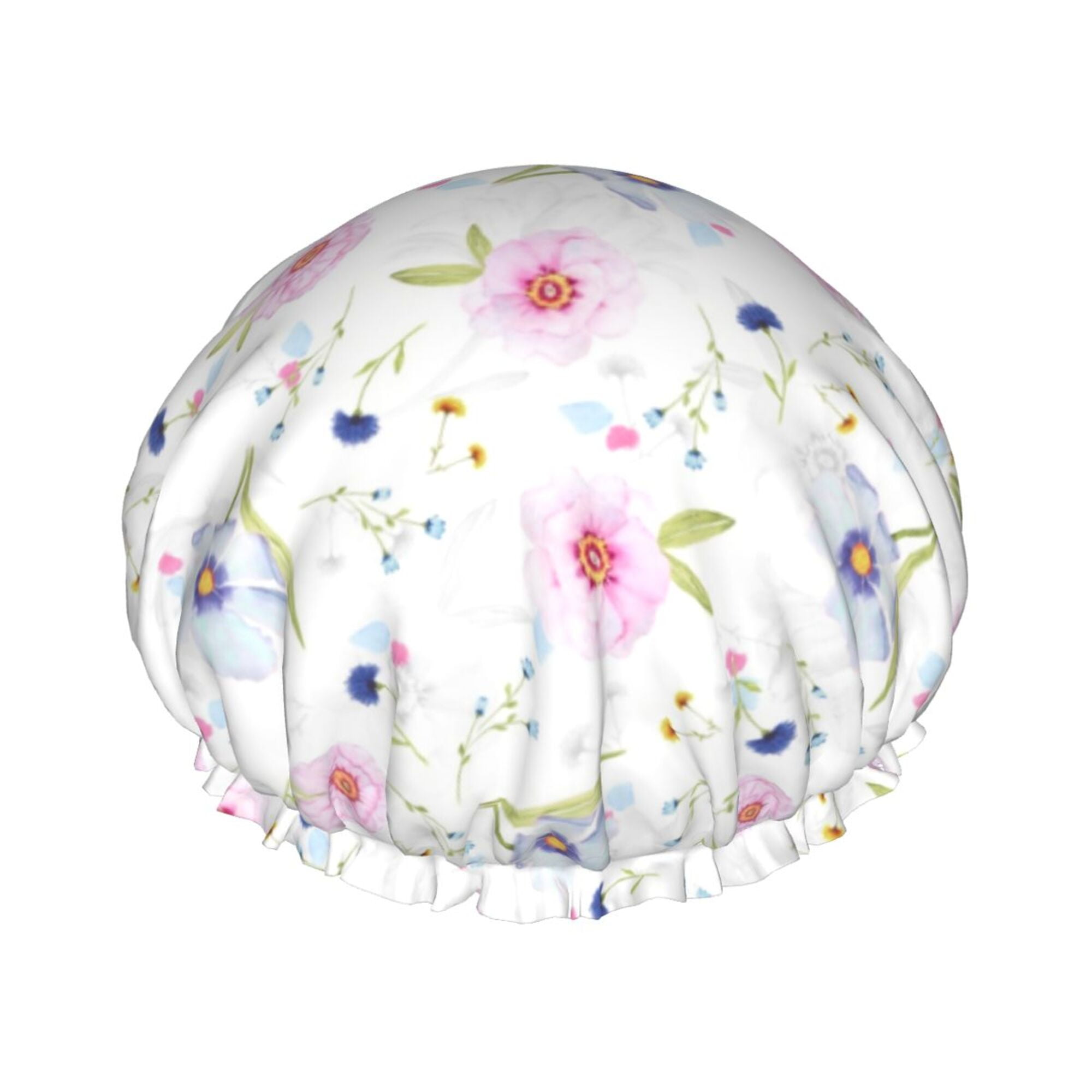 YFYANG Women's Double Waterproof Shower Cap, Small Floral Pattern ...