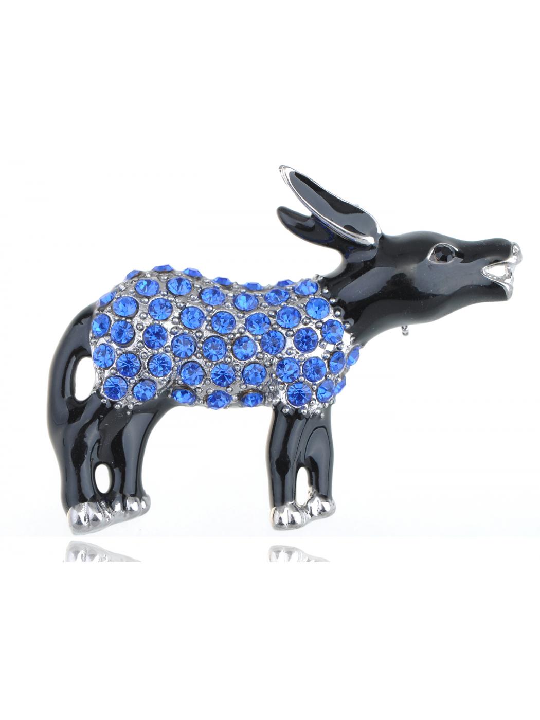 Capri Blue Crystal Rhinestone Democrat Black Enamel Donkey Symbol Pin ...