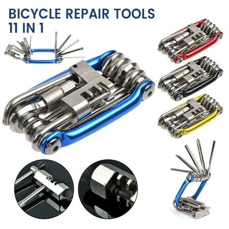11 in 1 Bicycle Repair Kit Mini Bike Repair Tool Set Foldable Pocket ...