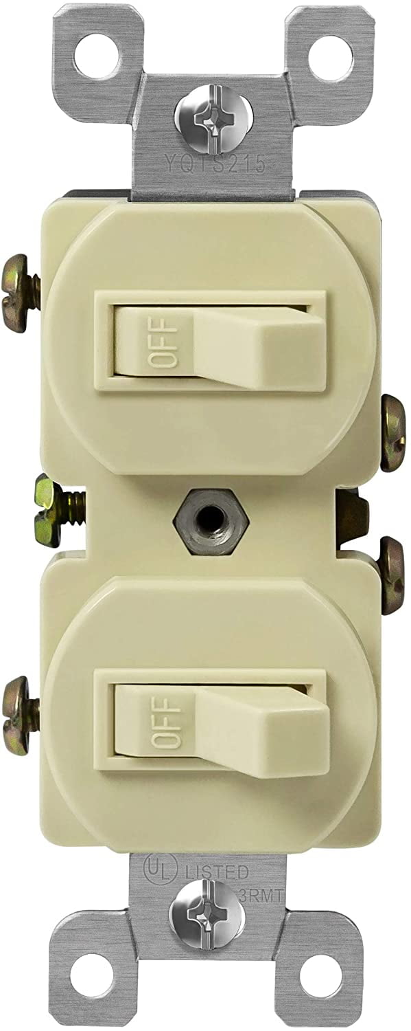 ENERLITES Duplex Double Toggle Light Switch, Single Pole, Copper Wire ...