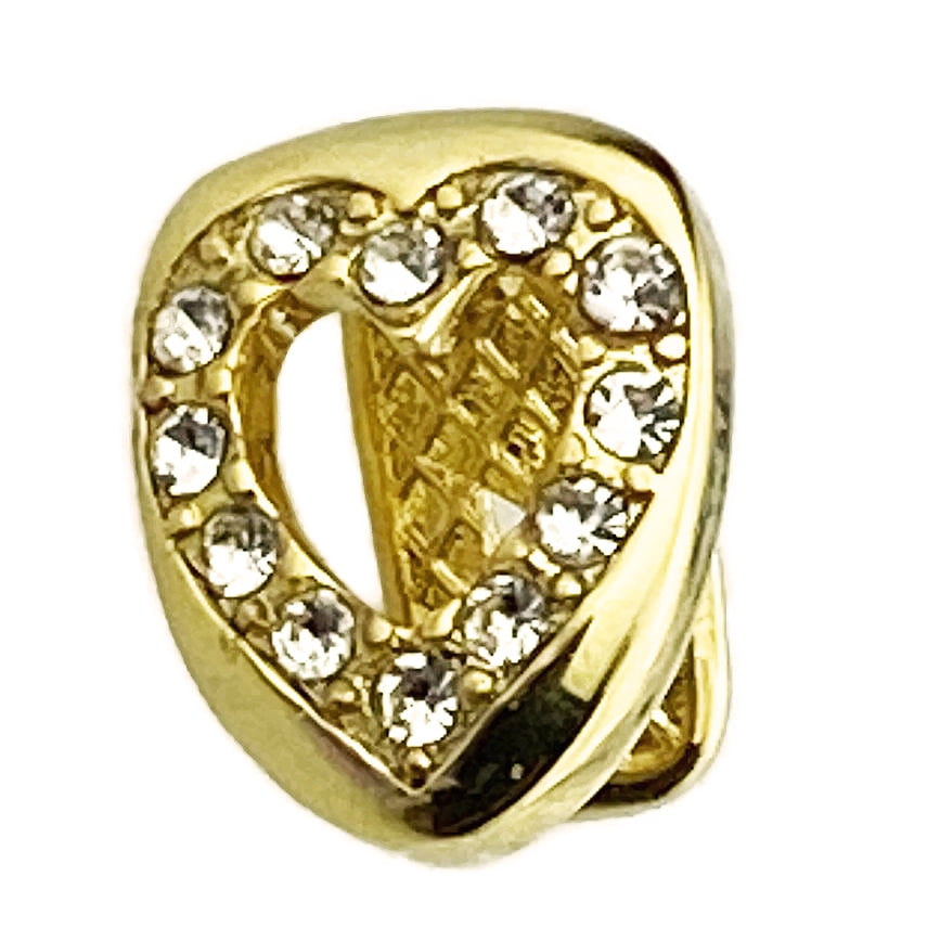 14k Gold Plated Heart Shape Tooth Iced One Bottom Single Open Face ...