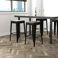 ZAFLY Backless Bar Stool with Wood Seat, Industrial Style Counter ...