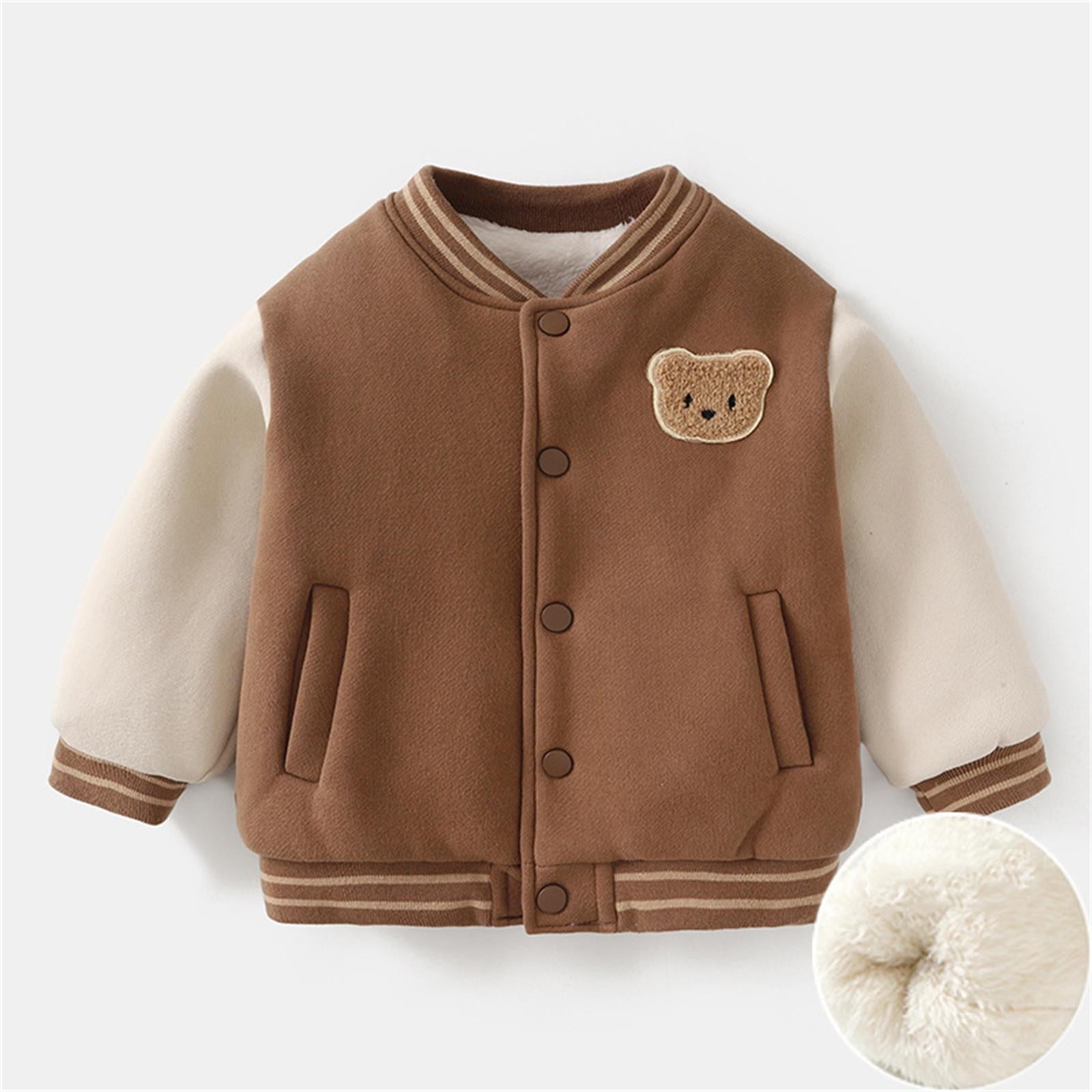 Boys Baseball Jacket Padded Outerwear Warm Winter Top Child Coat For ...