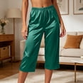 biudgviw Women's Satin Capri Pants Comfy Casual Wide Leg Capris ...
