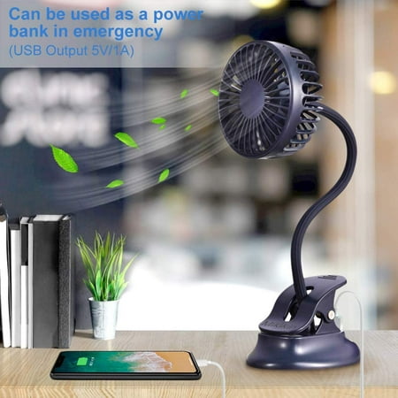 Portable Mini Clip on Stroller Fan, 3 Speeds Settings, Flexible ...