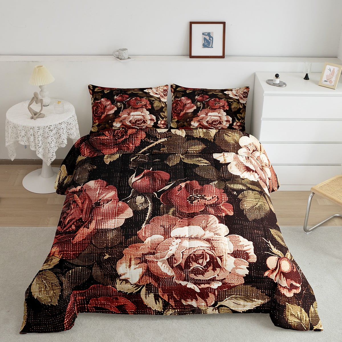 Click here for Yst Red Peony Comforter Set Queen Size retro Flora... prices