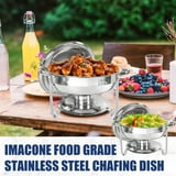 IMACONE Chafing Dish Buffet Set, 5Qt 4-Pack Stainless Steel Round Catering Warmer Set for ...