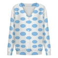 Blue Polka Dot Pattern(4) Sweater Women V-neck Single-Breasted Letters ...