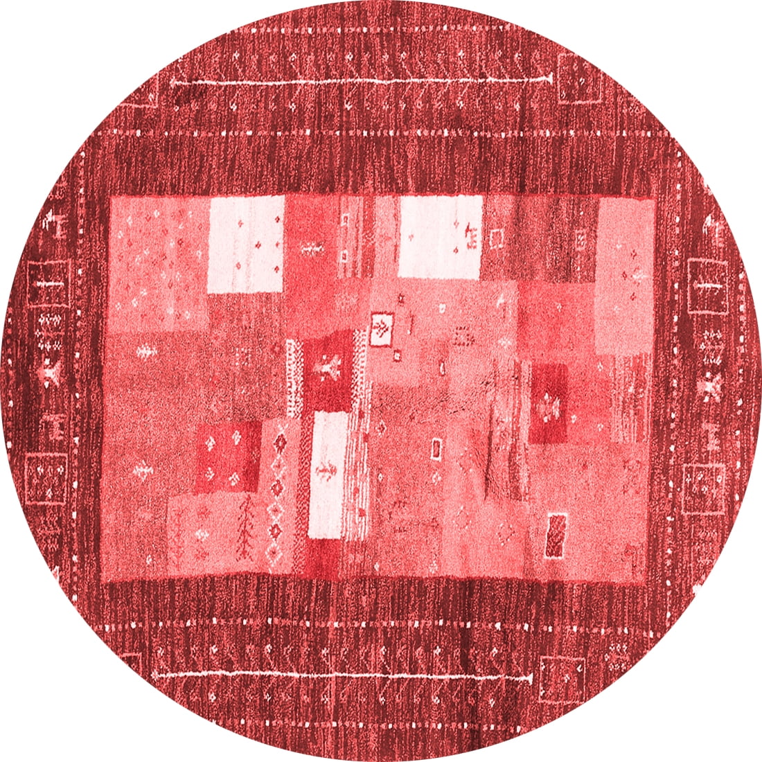 Ahgly Company Indoor Round Abstract Red Contemporary Area Rugs, 8 ...