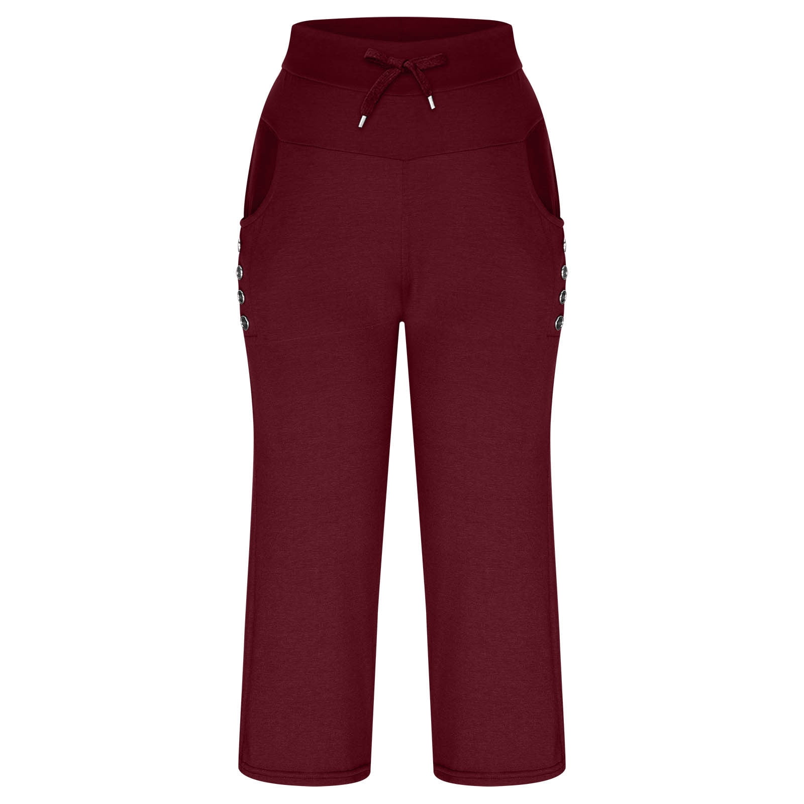 Jwzuy Womens Capri Yoga Pants Loose Drawstring Solid Pajama Pants
