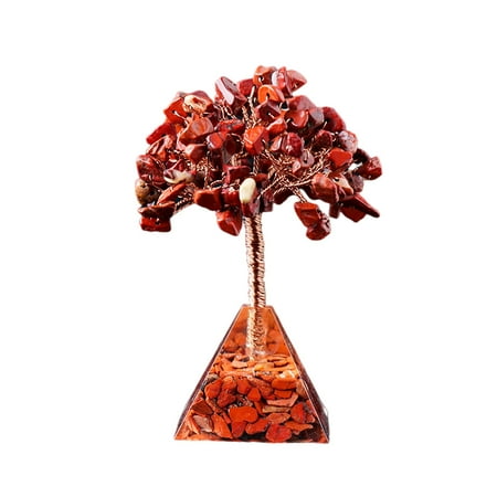 Natural Stone Tree Figurine with Base Positive Healing Energy Copper ...
