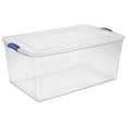 Sterilite 99 Liter Latch Box, Clear Plastic Storage Bin with Lid, Blue ...