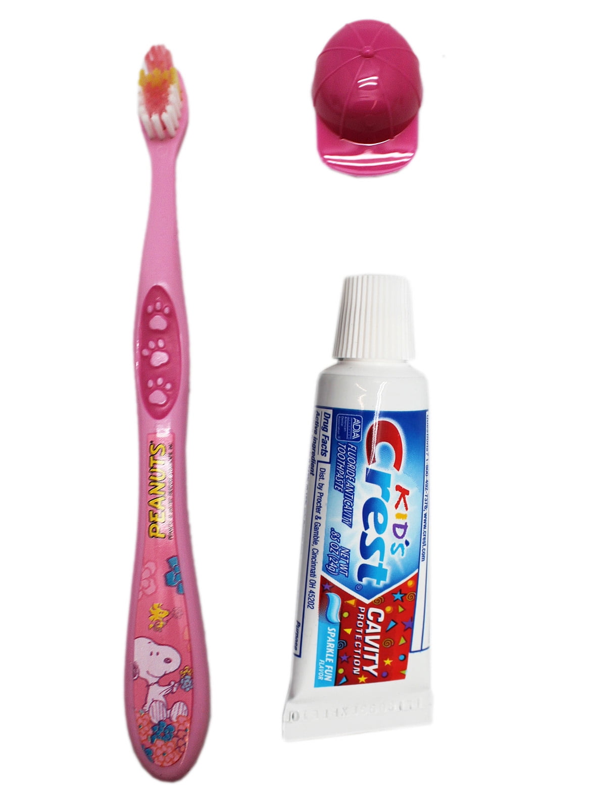 Snoopy and Woodstock Floral Pink Colored Toothbrush Kit - Walmart.com