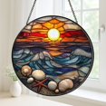 Abstract Ocean Shells Sunset Suncatcher – Stained Glass Style Window ...