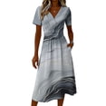 Boho Dresses for Women V-Neck Short Sleeve Floral Print Midi Dress A ...