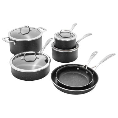 HENCKELS Capri Notte Black Granitium Non-stick Cookware Set, 10-piece ...