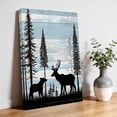 Black Bear Elk Canvas Wall Art for Living Room, Blue White Wood Grain ...