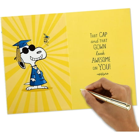 Hallmark Peanuts Graduation Card with Sound (Snoopy, Cap and Gown ...