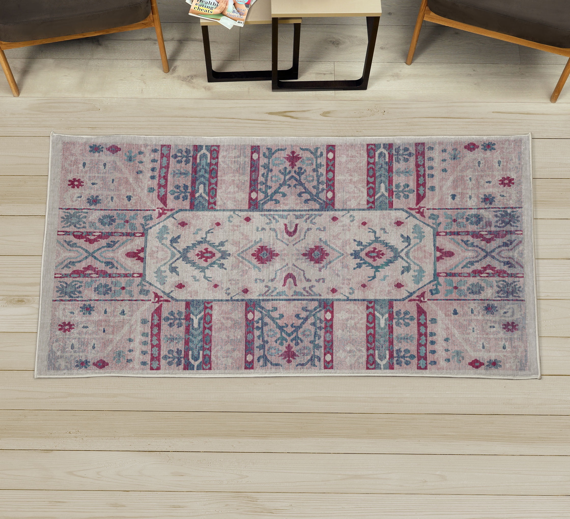 Tribal Decorative Rug, Ethnic Themed Ornaments with Geometric Details ...