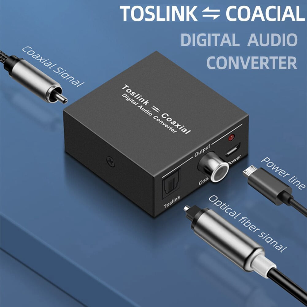 2 Way Digital Audio Converter Bi-Directional RCA Optical Fiber Toslink ...
