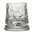 360° Spinning 9Oz Whiskey Glass with Embossed Base, Clear Textured ...