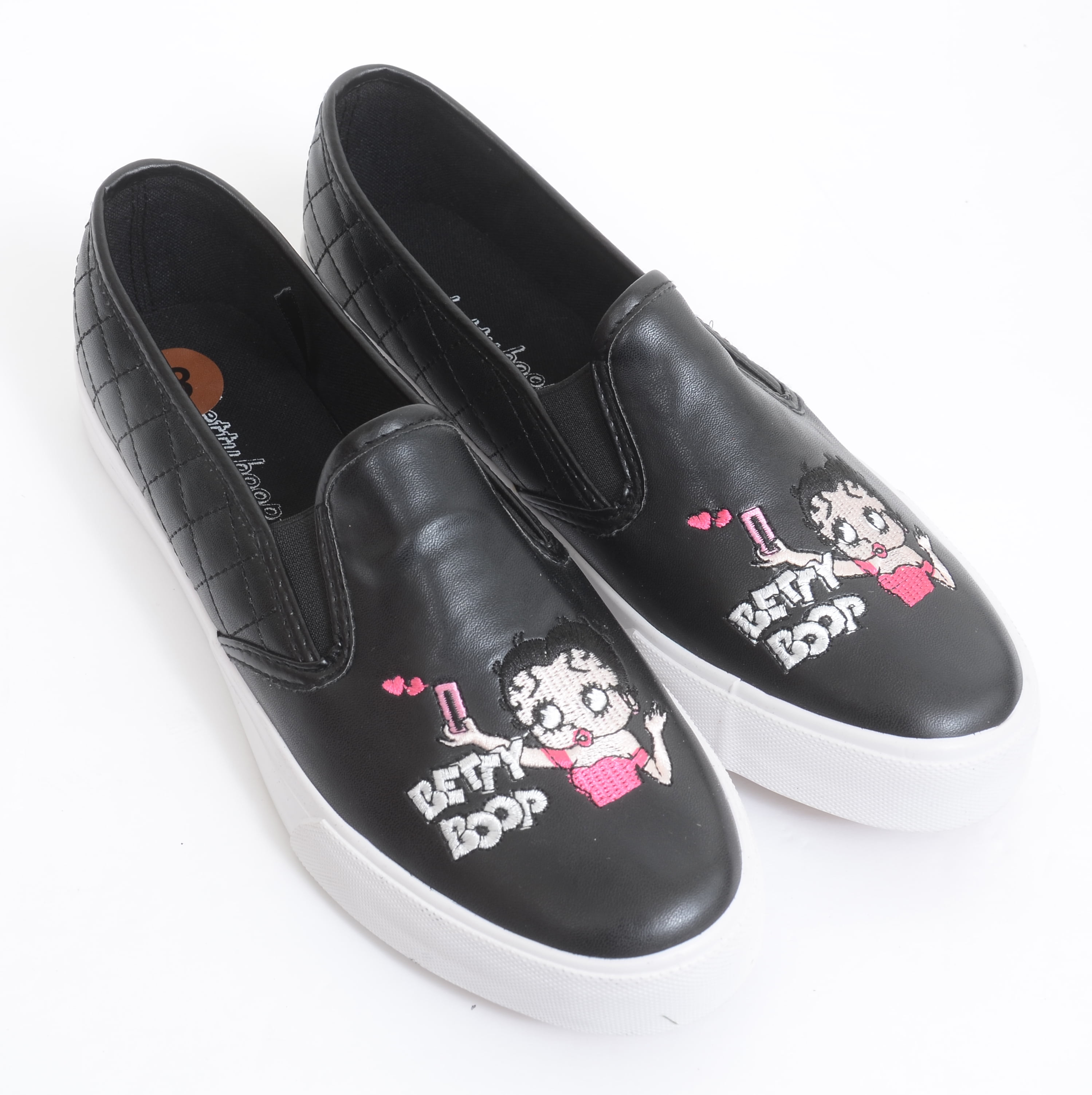 Betty Boop Sneakers Quilted Slip On Faux Leather Women's - Walmart.com