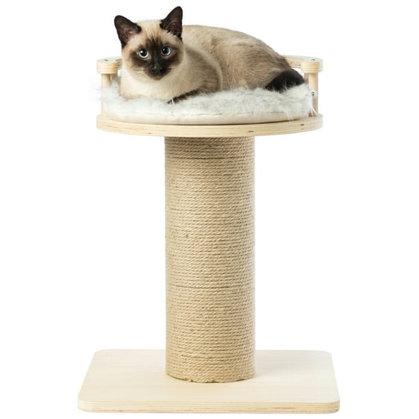 Wooden Cat Sisal Scratching Post Tree Tower with Seat Pet Bed Lounge ... Wooden Cat Sisal Scratching Post Tree Tower with Seat Pet Bed Lounge ...