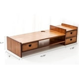 Maydear Bamboo Monitor Stand Riser with Storage Drawer, 2 Tier Desk ...