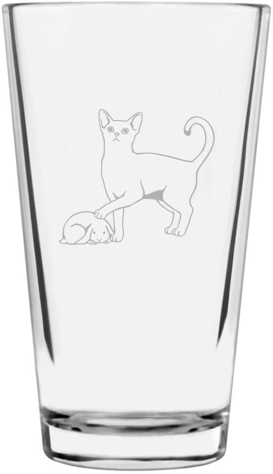 Abyssinian With Rabbit Cat Themed Etched 16oz Libbey Pint Glass ...