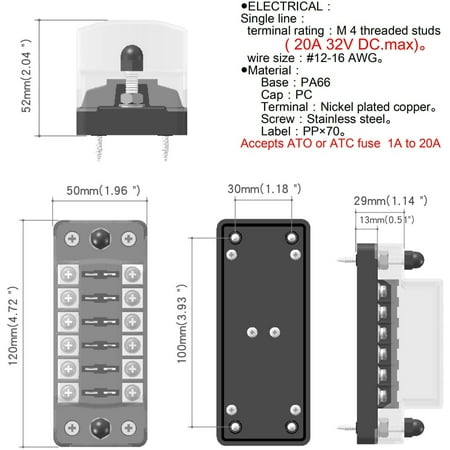 BlueFire Blade Fuse Box, 6 Way Fuse Holder Box Fuse Block with Fuses ...