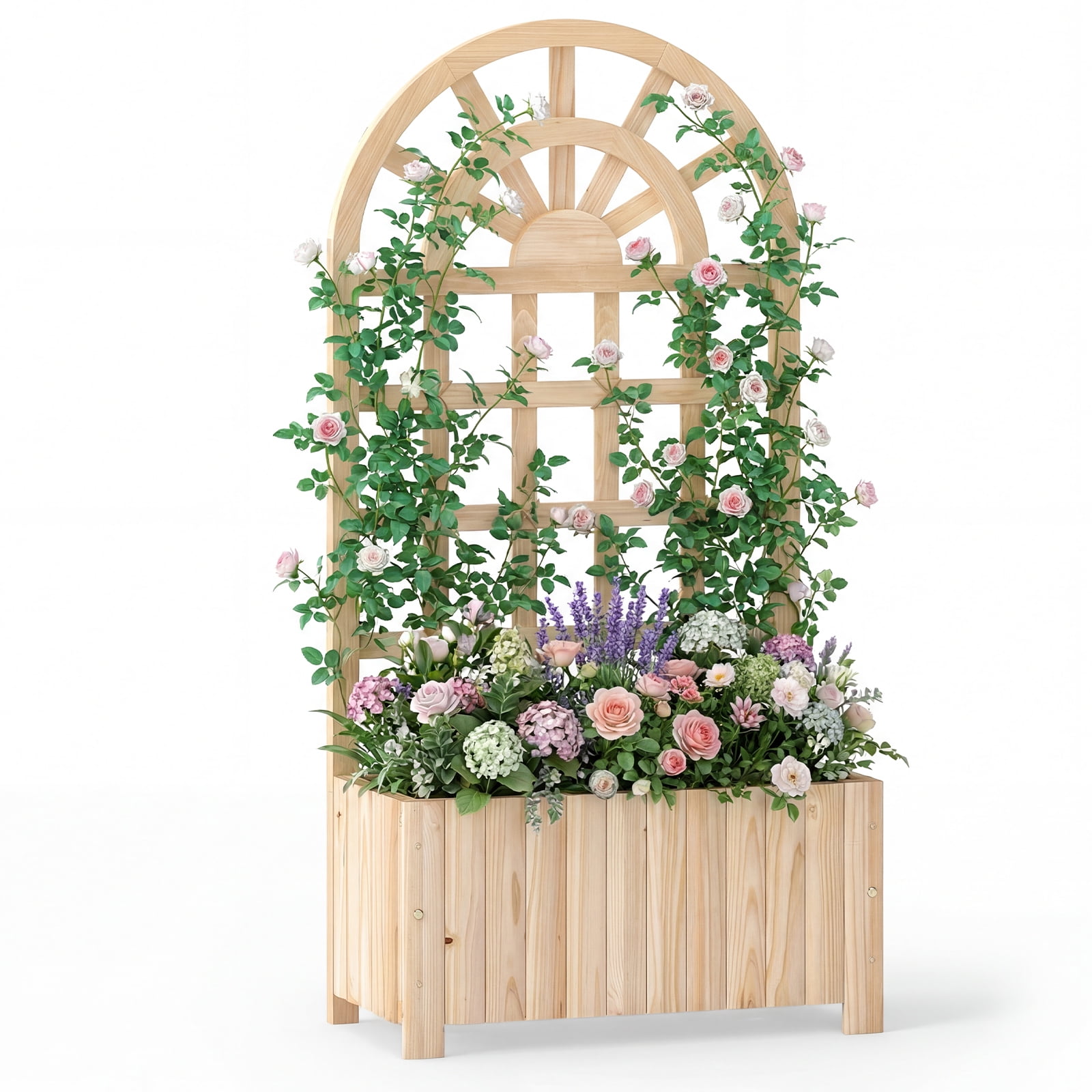 Click here for Costway 48 Wooden Raised Garden Bed With Trellis... prices