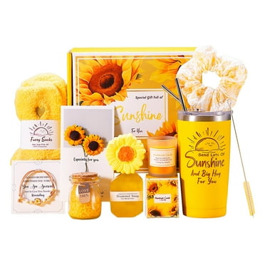Sunflower Gift Set for Women, Get Well Soon Gifts Basket, Birthday ...