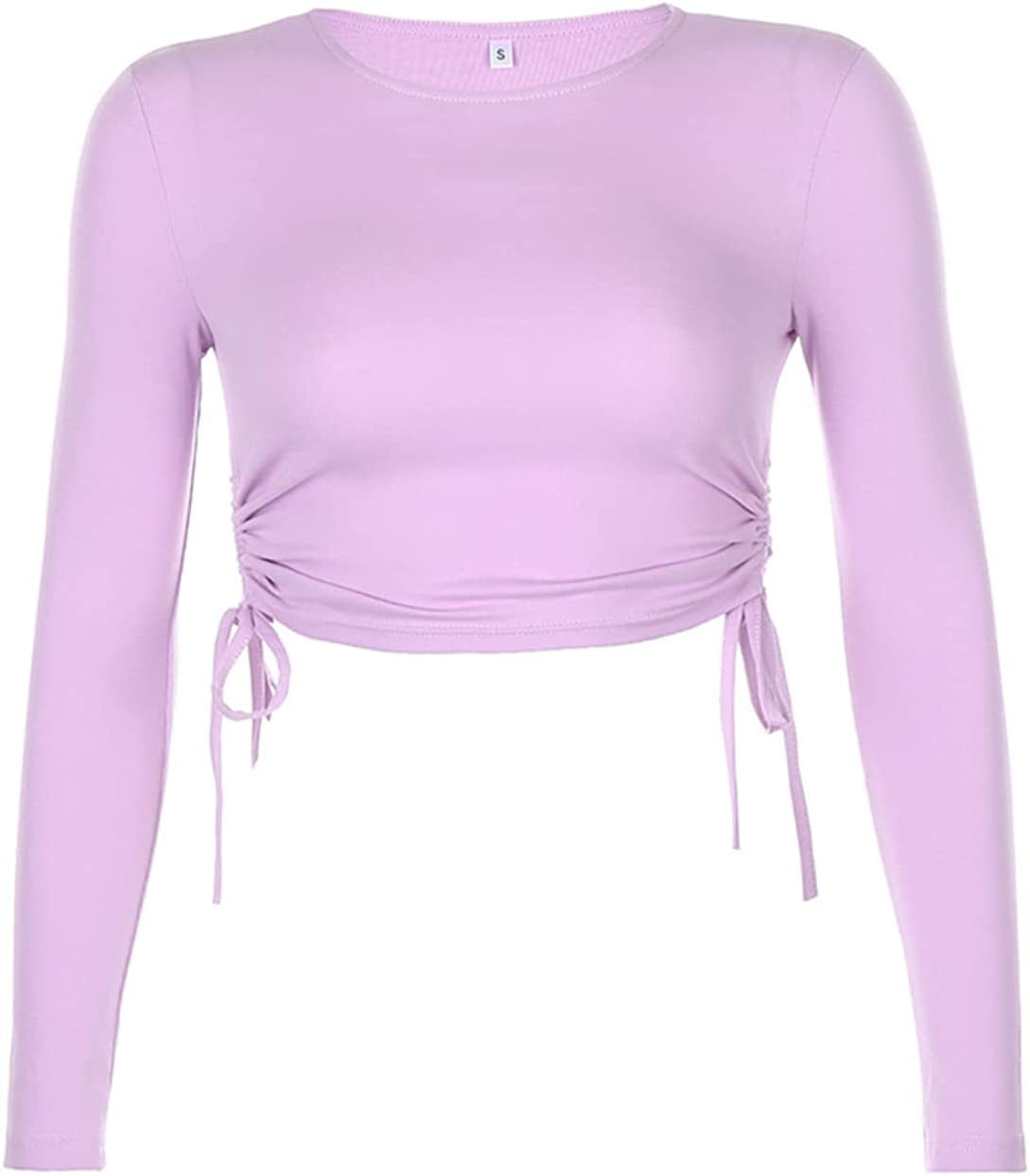 Danceemangoos Long Sleeve Crop Tops For Women White Crop Tops Sexy Crop