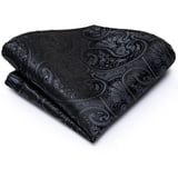 Hi-Tie, Mens Black Tie Set with Paisley Silk Necktie, 59.06 inches ...